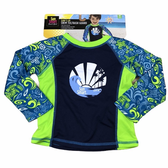 SUN SMART BEACH GEAR | Swim | Sun Smart Swim Tee Rash Guard Top For Boy ...